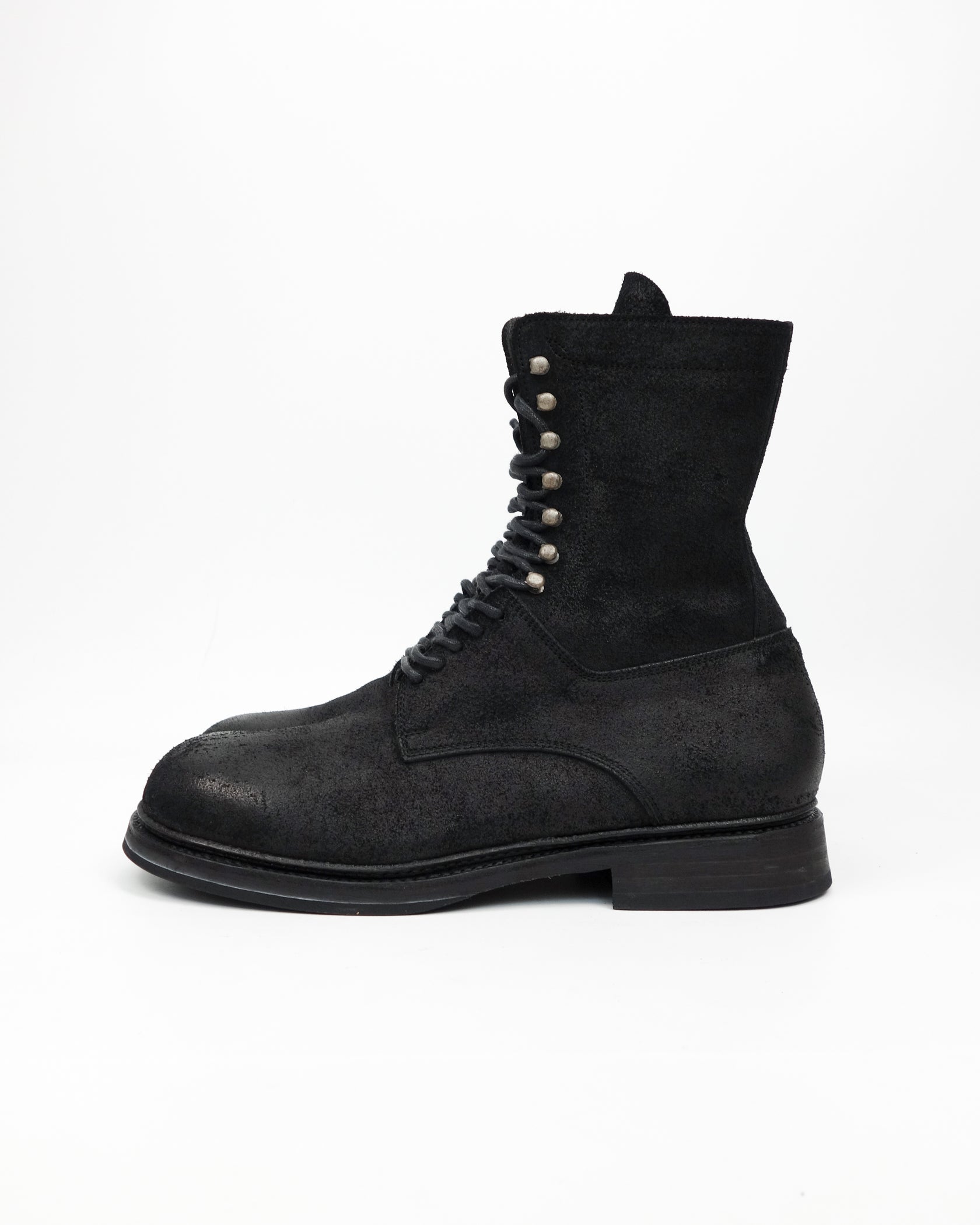 MIHARA YASUHIRO Distressed Leather Black Boots 2000’S – Vintage TTS