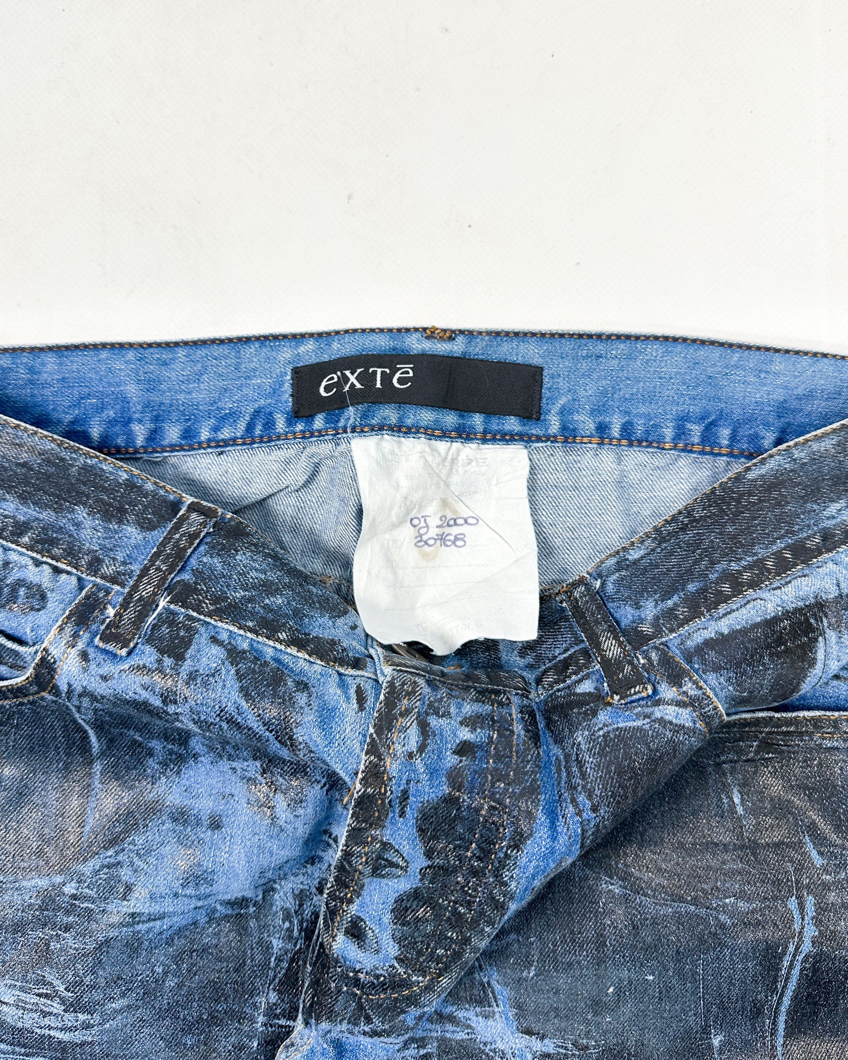 Exté Black Painted Over Denim SAMPLE Pants FW 2000 – Vintage TTS